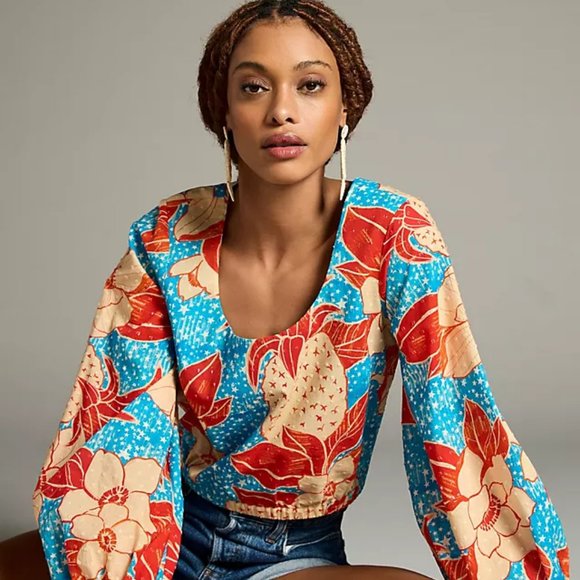 FARM Rio | Tops | Farm Rio X Anthropologie Puffsleeve Bubble Blouse ...
